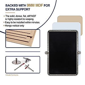 ANDY STAR 22"x34" Brushed Nickel Pivot Mirror for Bathroom, Silver Metal Frame Bathroom Mirrors for Wall，Rectangle Titling Vanity Wall Mirror with Rounded Corner Design Hangs Vertically Only