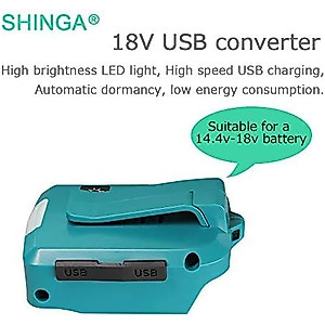 USB ADP05 Power Source for Makita 18v Battery Charger with 2 USB Ports and LED Light for 14.4v ~ 18v Battery Lithium-Ion