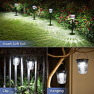 WTGEGF Solar Pathway Lights Outdoor, 4 Pack 200 Lumens Landscape Path Lights, IP65 Waterproof Warm/White Solar Driveway Lights, Long Lasting LED Solar Walkway Back Yard Lights for Garden Lawn Patio
