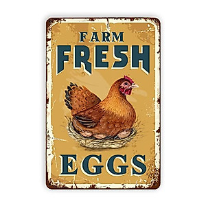 Harooni Farm Fresh Eggs Tin Signs，Bar Restaurant Kitchen Country Home Decor Farm Decorative Signs - 12X16Inch