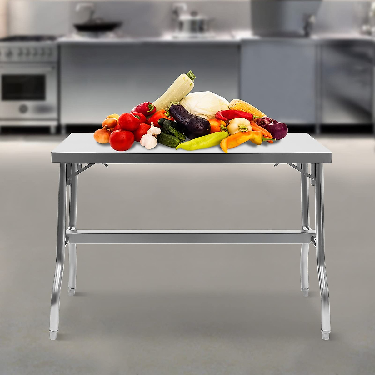 YIYIONCE Commercial Worktable & Workstation 48 x 24 In Stainless Steel Table Folding Food Workbench with 1102 LBS Load Heavy-duty Food Preparation Tables Kitchen Table for Restaurants Cafes | US STOCK