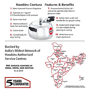 Hawkins HC50 Contura 5-Liter Pressure Cooker, Small, Aluminum