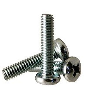 #10-32 x 1 1/4" Machine Screw PAN Head Philips ZINC CR+3, Fully Threaded, Size: #10-32, Length: 1-1/4", Head: Pan, Material: Steel, Finish: Zinc (Inch) (Quantity: 100)