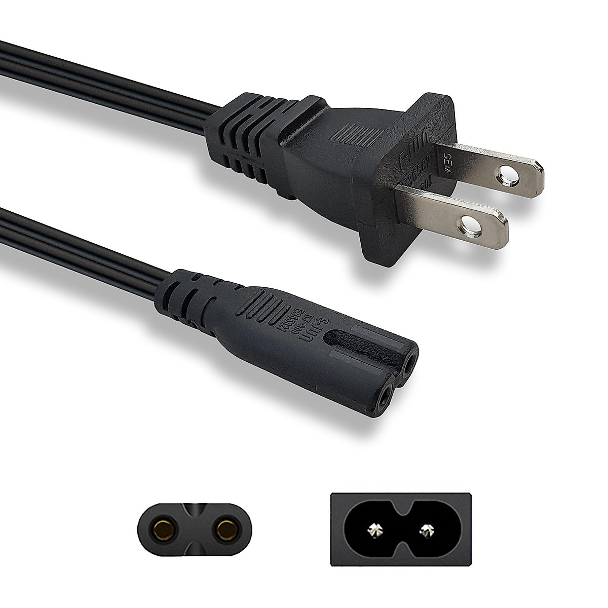 SHAFI® 10FT 2 Prong Samsung TV Power Cord - [UL] Non-Polarized NEMA1-15P IEC-C7 - Figure 8 Power Cable Replacement for Hisense TCL LG Sony TV Playstation PS5 PS4 Slim PS3 Xbox Series S/X - 10 Feet