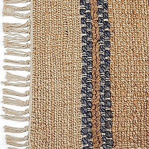 Pebble & Crane - Aberdeen Rug - Woven Throw Rug - Jute and Cotton - Area Rug for Kitchen, Living Room, Bedroom, and More - Tassel Trim - 27” x 45” - Grey