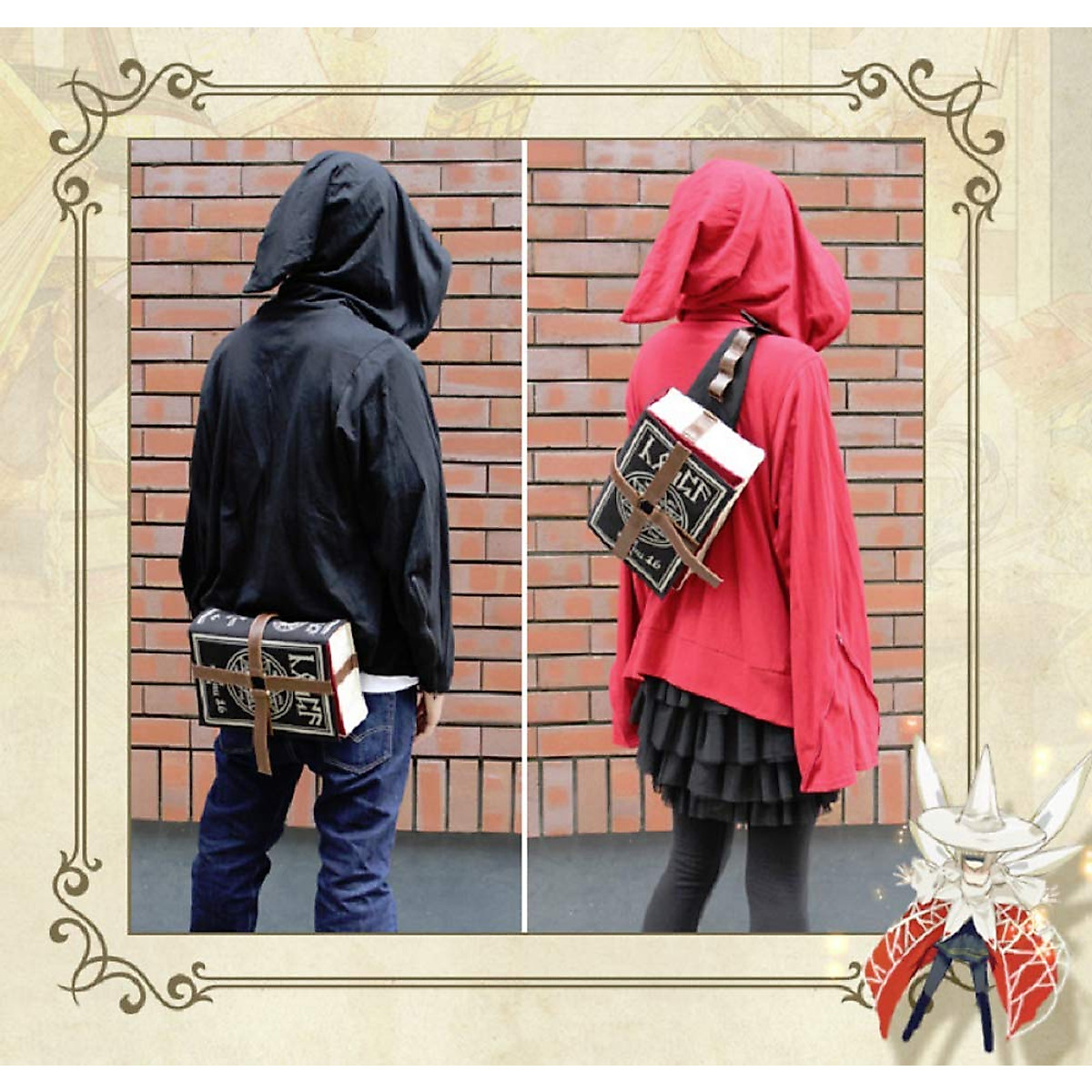 GK-O Anime Cosplay Magic Book Canvas PU Shoulder Bag Cross Body Bags Unisex Backpack (PU leather)
