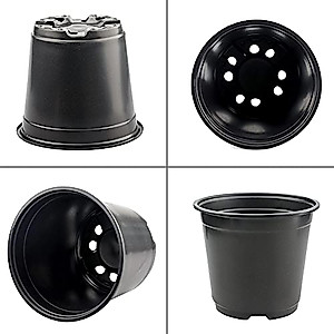 50 Pcs 6" Plastic Plants Nursery Seedlings Pots Flower Plant Container Seed Starting Pots Matte Black