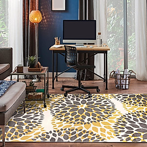 Rugshop Modern Floral Circles Design for Living Room,Bedroom,Home Office,Kitchen Non Shedding Area Rug 5' x 7' Yellow
