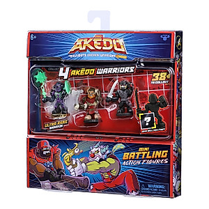 Akedo Ultimate Arcade Warriors - Warrior Collector 4 Pack - 3 Mini Battling Action Figures: Darksting, Axel & Nightblade and one Hidden Mini Battling Action Figure!, Multicolor (14251)