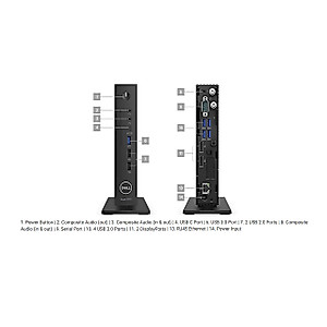 Dell Wyse 5070 Thin Client, Intel Celeron J4105 4-Core, 4GB RAM, 16GB Flash EMMC, USB C, DisplayPort 4K UHD 2-Monitor Support, Thin OS (Renewed)