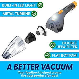 ThisWorx Car Vacuum Cleaner 2.0 - Upgraded w/ LED Light, Double HEPA Filter, 110W High Suction Power