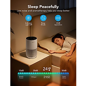 GoveeLife Mini Air Purifier for Bedroom, HEPA Smart Filter Air Purifier with App Alexa Control for Pet Hair, Odors, Pollen, Smoke, Portable Air Cleaner with 3 Speeds, 2 Modes, Timer, Aroma for Home