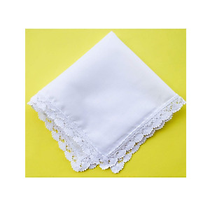 MemoryHanky Ladies Bridal Wedding Crochet Lace Handkerchiefs 60s Cotton Hankies Size 11.8"