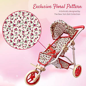 Baby Doll Stroller for Dolls | Play Toy Doll Stroller for Toddlers 3 Year Old Girls Gift | Push Pram Baby Stroller for Dolls, Babydoll Stroller Jogger Baby Carriage for Dolls (Quality Floral Print)