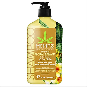 Hempz Biotin Hair Shampoo - Original Light Floral & Banana - For All Hair Types Growth & Strengthening of Dry, Damaged and Color Treated Hair, Hydrating, Softening, Moisturizing - 17 Fl OZ