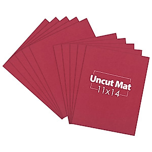 Mat Board Center, 11x14 Red Color Uncut Photo Mat Boards, 4-Ply Thick Matboards for Frames, Prints, Photos (10 Pack)
