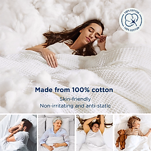 BEDSURE 100% Cotton Blankets King Size for Bed - 405GSM Waffle Weave Blankets for All Seasons, Cozy and Warm, White Soft Lightweight Woven Blankets, 104x90 inches