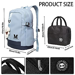 HengQiYu Boys and Girls Insulated Lunch Bag Set Backpack, Youth School Backpack, Children's Backpack, Laptop Backpack (blue)