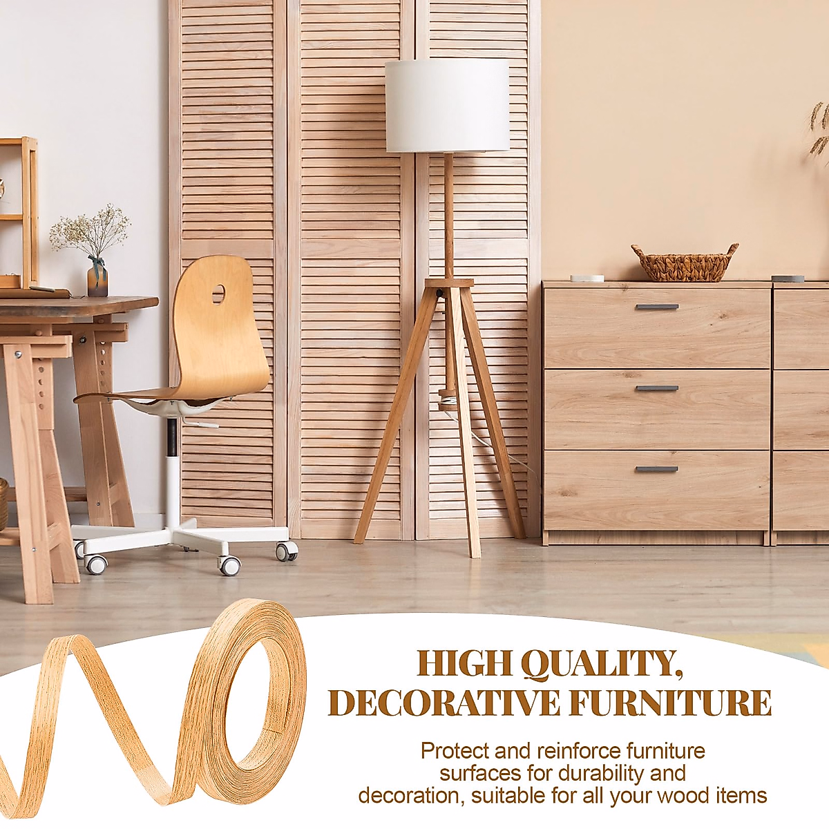 Soaoo 6 Roll 3/4 Inch x 50 ft Plywood Edge Banding – Pre-glued Wood Veneer Roll Plywood Edge Trim Flexible Plywood Birch Edge Banding Easy Application for Furniture Restoration