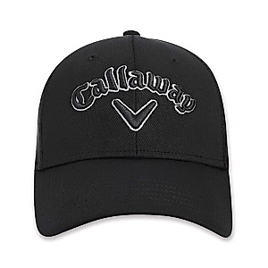 Callaway mens Callaway Golf Hat Mesh Fitted Small Medium Black Black Charcoal Headwear , Black/Black/Charcoal, Small-Medium