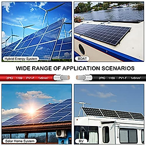 PowMr Solar Panel Wire, Solar Wire 164FT Black 10AWG PV Wire Cable for Solar, Home, RV Boat Marine Solar Panels, Inverter etc. (164Ft Black)