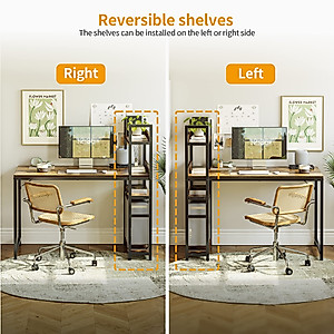 CubiCubi Computer Desk 40 inch with Storage Shelves Study Writing Table for Home Office,Modern Simple Style,Brown