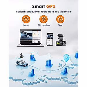 LAMTTO 4K Dash Cam Built in WiFi GPS, 4K+ 2K Front and Rear Dash Camera for Cars, Car Camera with 3.16" Touch Screen, Dual Sony Night Vision, Voice Recognition,170° Wide Angle, APP, 64GB Memory Card