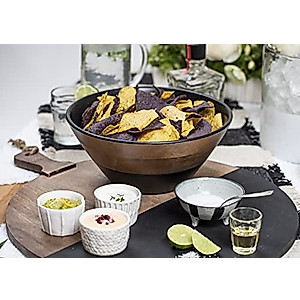 Mud Pie Wood Nested Bowls, Black, small 5" x 12" dia | large 6" x 14" dia