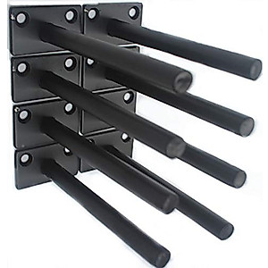 8 Pcs 5" Black Solid Steel Floating Shelf Bracket Blind Shelf Supports - Hidden Brackets for Floating Wood Shelves - Concealed Blind Shelf Support – Screws and Wall Plugs Included