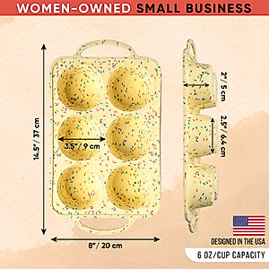 BAKE BOSS Silicone Jumbo Muffin Pan With Handles, 6 Cups Jumbo Cupcake Pan, Silicone Muffin Cups for Baking, Eggs & Cupcakes, Non-Stick Silicone Cupcake Molds 100% BPA Free - Confetti Color