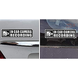 (4 Pack) 5.3"x1.35" - in Car Camera Recording - Vehicle Car Truck Video Dash Cam On Board Bumper Window Safety Security Caution Warning Adhesive Vinyl Decal Label Sticker