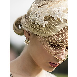 Mariell Gold Cubic Zirconia Bridal Earrings, Silver Platinum Plating, CZ Crystal Wedding Earrings for Brides, Bridesmaids, Prom, Homecoming and Mother of the Bride