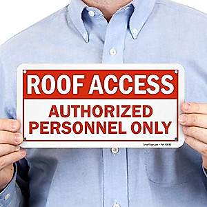 SmartSign - S-8839-PL-05x10 “Roof Access - Authorized Personnel Only” Sign | 5" x 10" Plastic