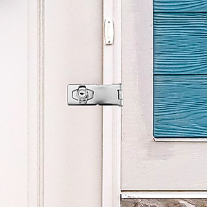 2 Pack 4 Inch Keyed Hasp Locks Twist Knob Keyed Different Locking Hasp for Small Doors, Stainless Steel Chrome Plated Hasp Lock Catch Latch
