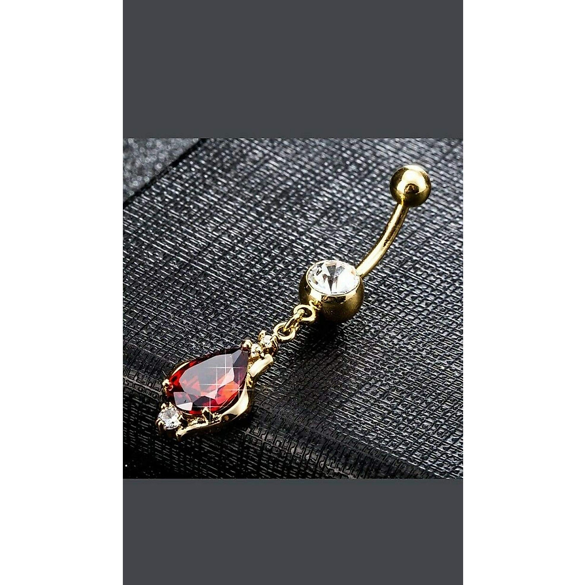 TISHYA JEWELLERS Women's Ruby & Diamond 2.10Ct 14K Yellow Gold Over Sexy Navel Piercing Belly Button Ring