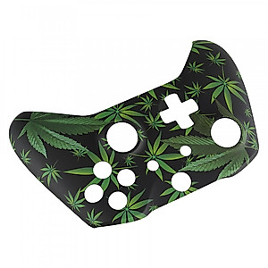 eXtremeRate Green Weeds Faceplate Cover, Soft Touch Front Housing Shell Case, Comfortable Soft Grip Replacement Kit for Xbox One S & Xbox One X Controller Model 1708 - Controller NOT Included