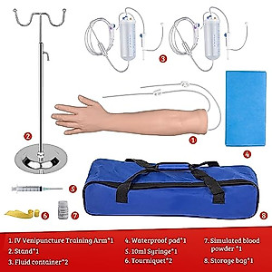 SimCoach Intravenous Practice Arm, Phlebotomy Practice Kit, IV Venipuncture Training Arm for Injection and Infusion, Medical EducationTraining Model