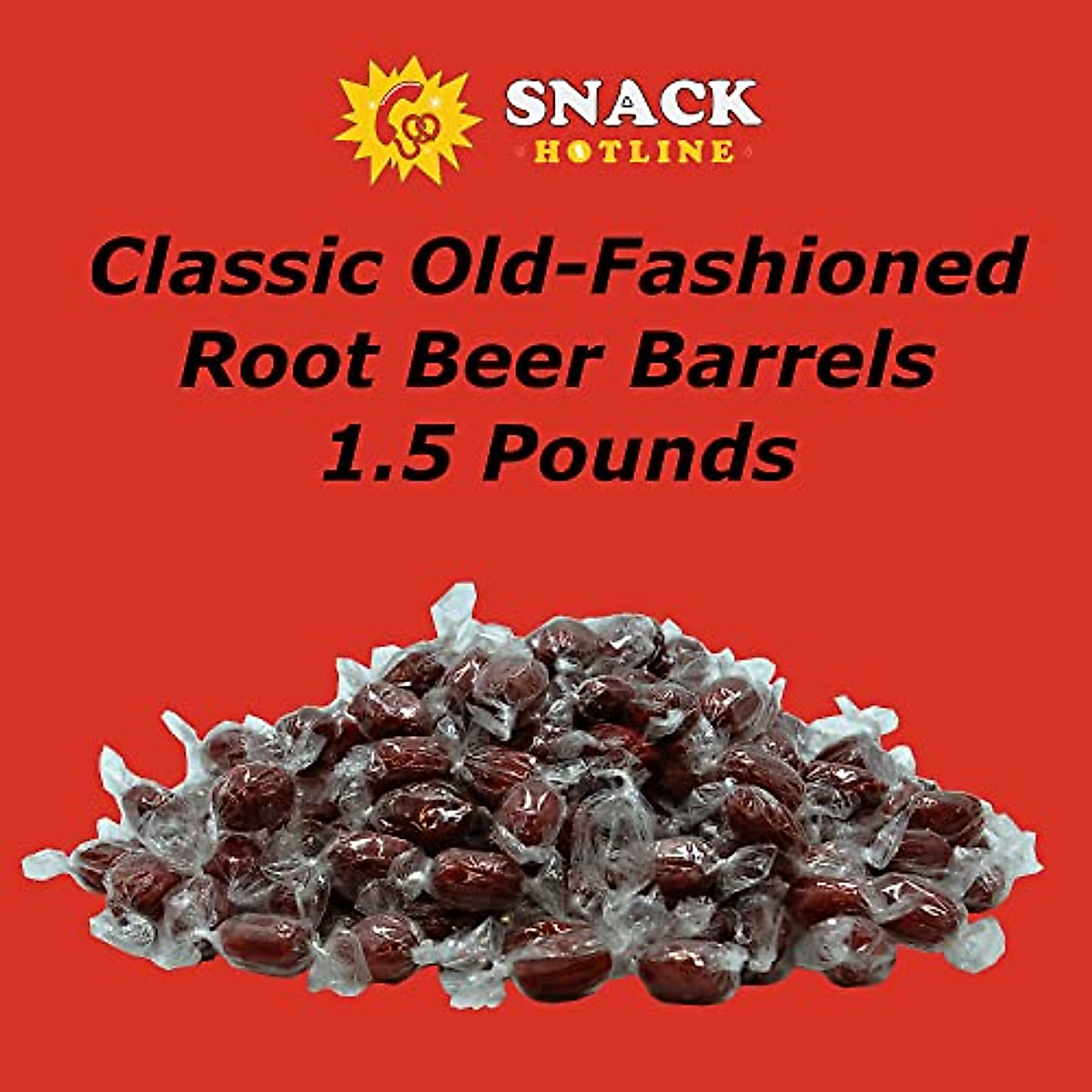 Root Beer Barrels - Old Fashioned Hard Candy 1.5 LBS plus Snack Hotline Candy Tin | Individually Wrapped Bulk Candy