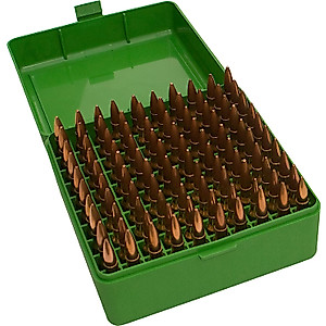 MTM Case-Gard RM-100 Series Medium Rifle Ammo Box, 100 Round, Green, 3.05-Inch