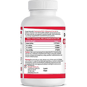 Coenzyme Q10 High Potency COQ10-40mg UBIQUINOL for Dogs (120 Tabs) Made in U.S.A. CoQ10 for Dogs