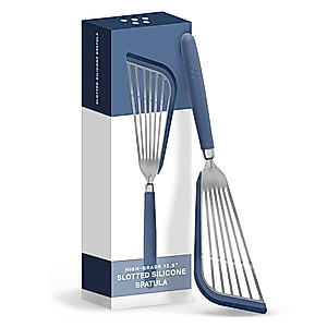 Misen Fish Silicone Spatula - Slotted Turner for Cooking - Perfect for Frying - Heat Resistant - Dishwasher Safe -1mm Thick Flexible Flipper - Soft Silicone Grip Handle for Easy Use