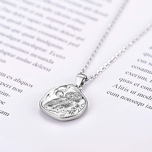 FOCALOOK Athena and her Owl,Goddess of Wisdom,Mark of Athena,Greek Coins,Greek Mythology Sterling Silver Coin Pendant Necklace