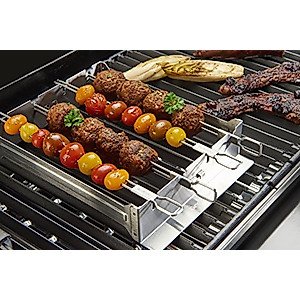 Broil King 69138 Narrow Kebab Rack, Set of 4-12-in / 30.5 cm skewers, Silver