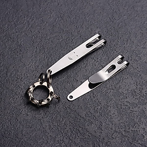 UltraTac Deep Carry Pocket Clip, Multi-Purpose Keychain Suspension Clip for Keys, Flashlights, Swiss Army Knives - Stainless Steel (2 Pack)