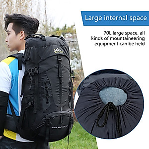 70L Large Camping Hiking Backpack , Lightweight Nylon Trekking Rucksack,For Men Women Outdoor Large Capacity Sports Mountaineering Backpack Climbing Travel Waterproof Daypack, Black