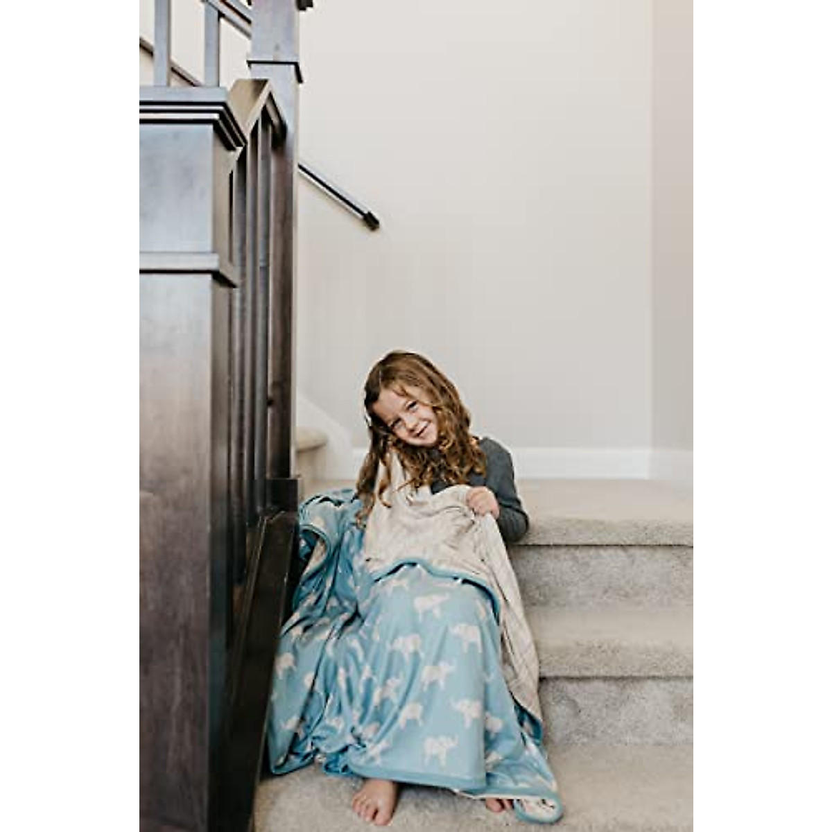 Large Premium Knit Baby 3 Layer Stretchy Quilt Blanket Peanut by Copper Pearl