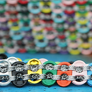 NOVICA Artisan Handmade Recycled Poptop Shoulder Bag Artisan Crafted Multi Color with Soda Metallic Multicolor Brazil Purse 'Mini Rainbow Light'