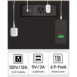 TUTOTAK End Table with Charging Station, Set of 2, Side Table with USB Ports and Outlets, Nightstand, 2-Tier Storage Shelf, Sofa Table for Small Space, Living Room, Bed Room TB01BK041