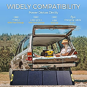 LIPOWER 200 Watt 18V Portable Solar Panel, Foldable Portable High-Efficiency Monocrystalline ETFE Waterproof Solar Panel Charger for Mars Series 1000W/2000W, for RV Camping Blackout Emergency Phone