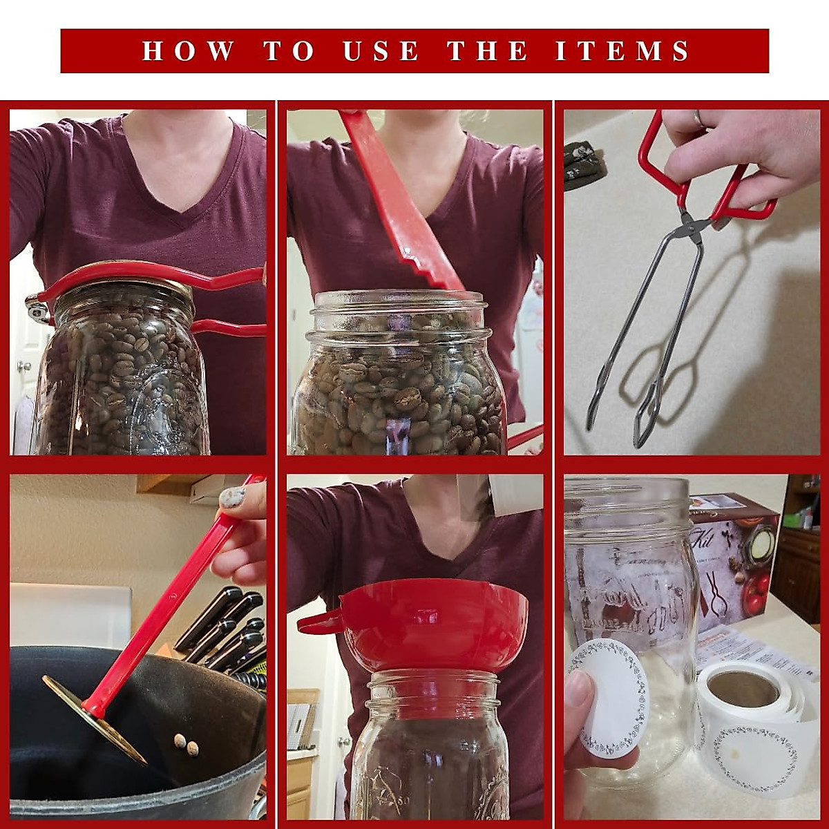 Canning Supplies Starter Kit | Canning For Beginners | Canning Kit | Canning Supplies Jar Wrench, Debubbler For Canning, Jar Lifter, Canning Tongs, Lid Lifter, Canning Funnel, Canning Labels